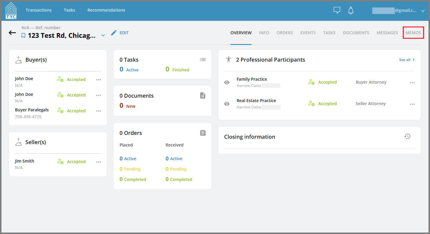 How to Create a Memo – Track Your Closing Support Center
