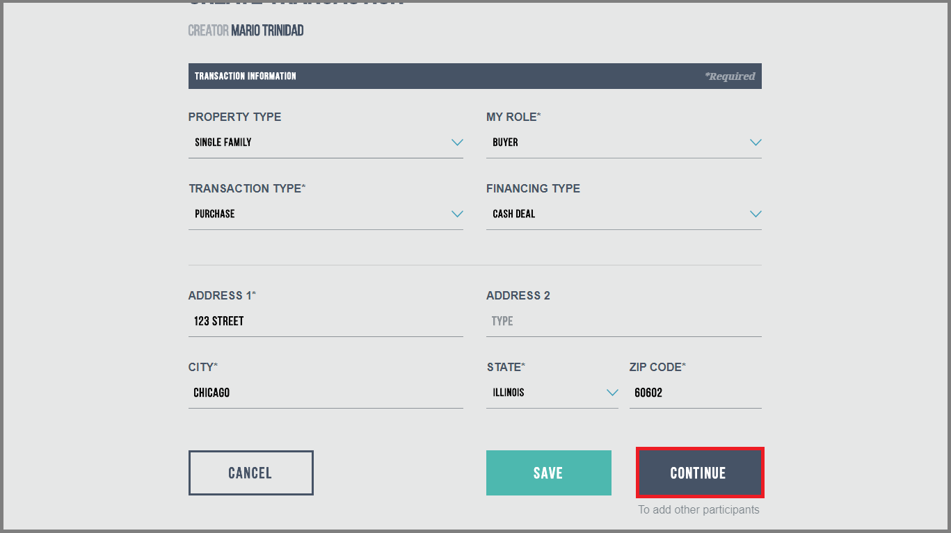 How to Create a New Transaction – Track Your Closing Support Center