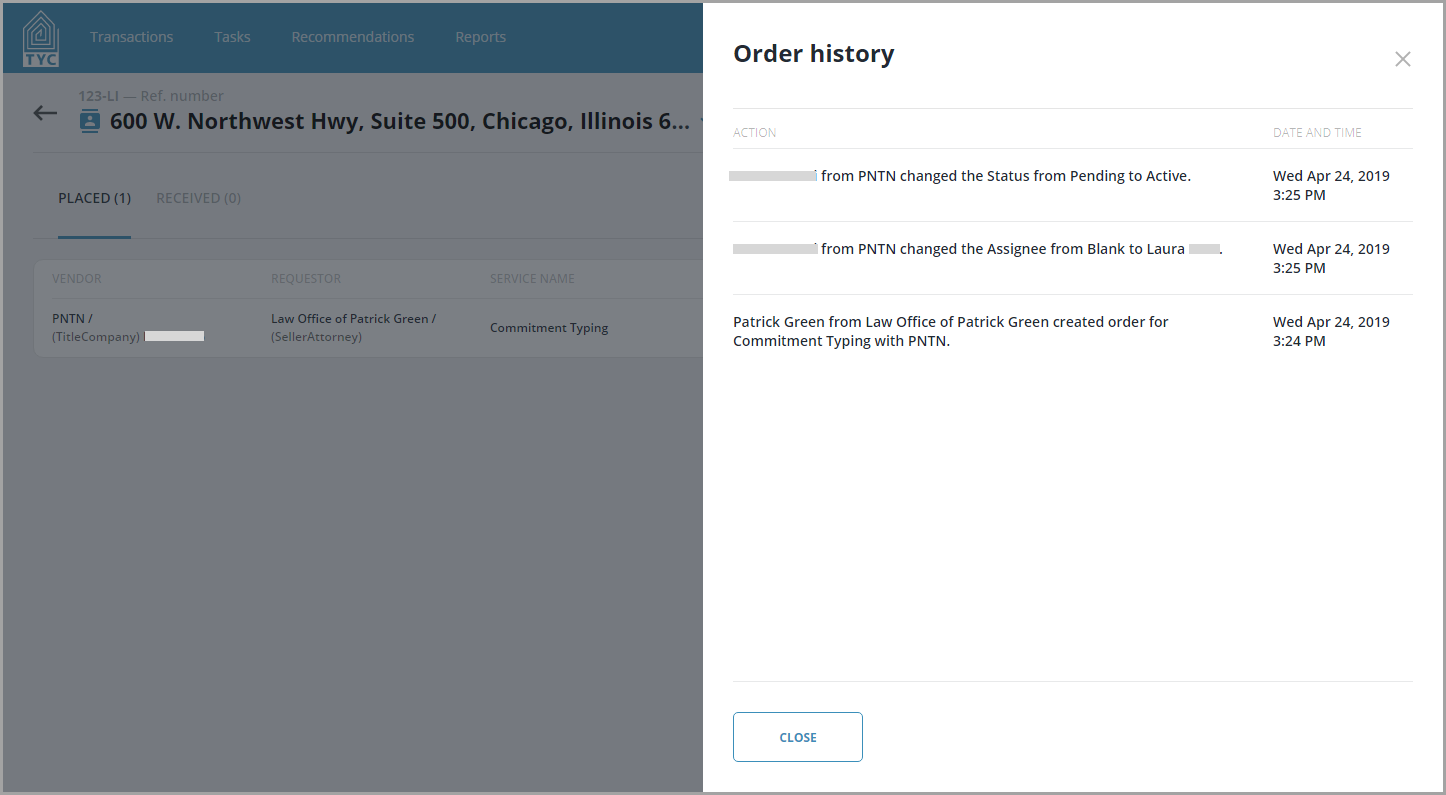 How to View the Placed Order History – Track Your Closing Support Center