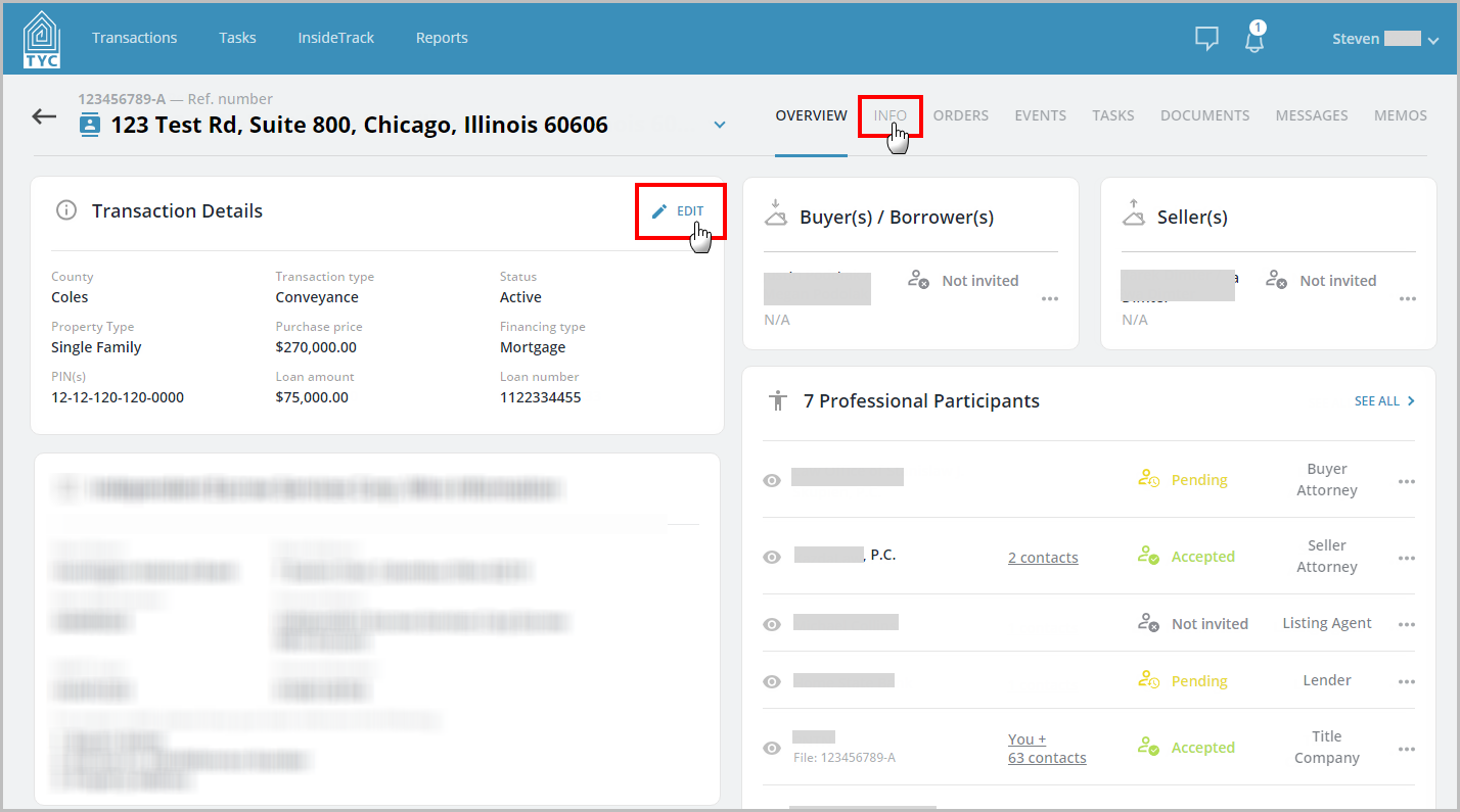 How to Edit a Transaction – Track Your Closing Support Center